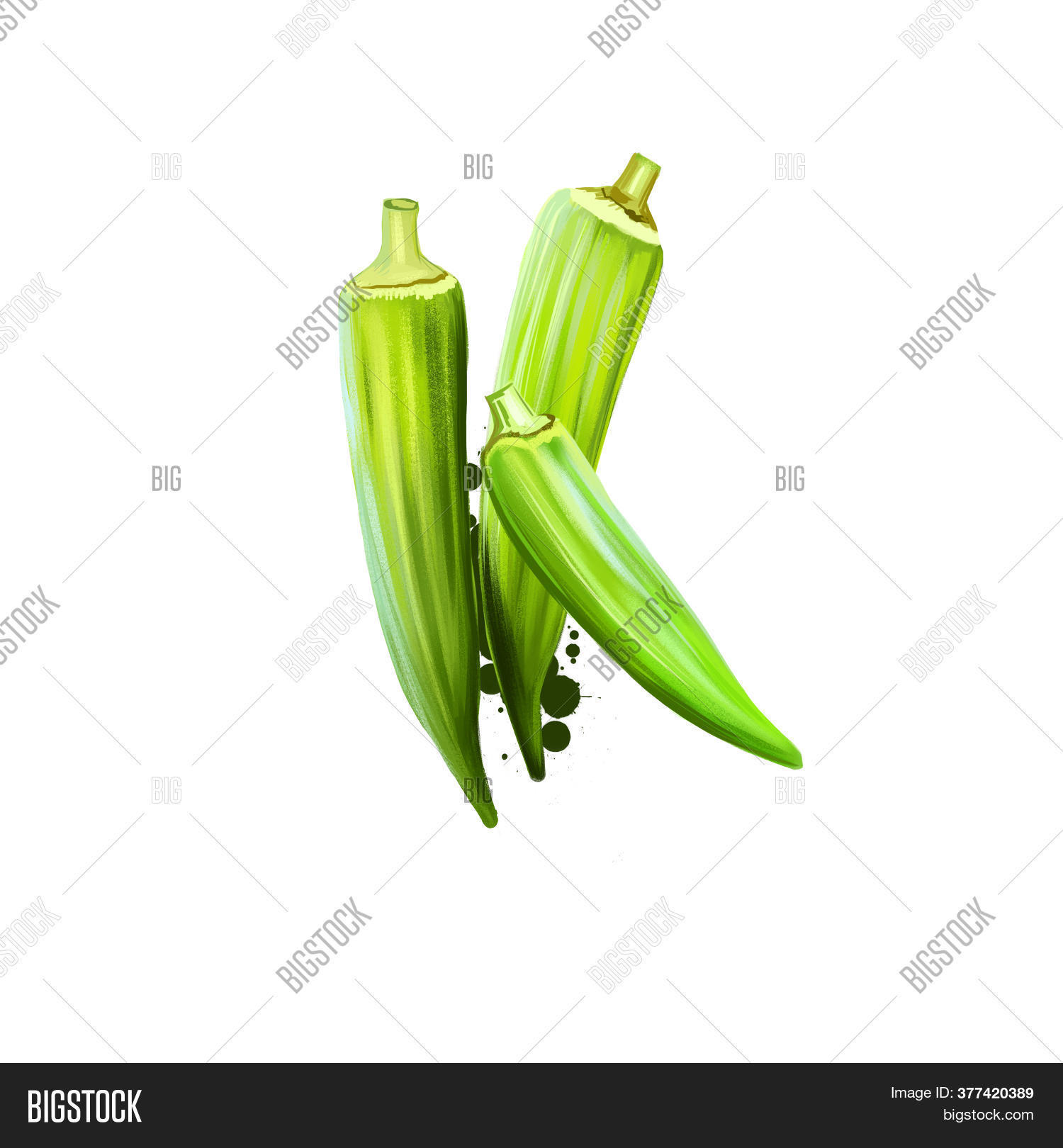 Digital Art Okra, Okro Image & Photo (Free Trial) | Bigstock