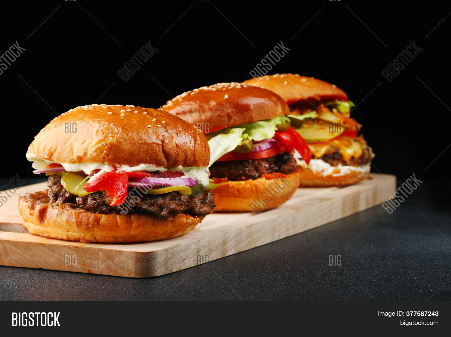 Set Three Burgers Image & Photo (Free Trial) | Bigstock