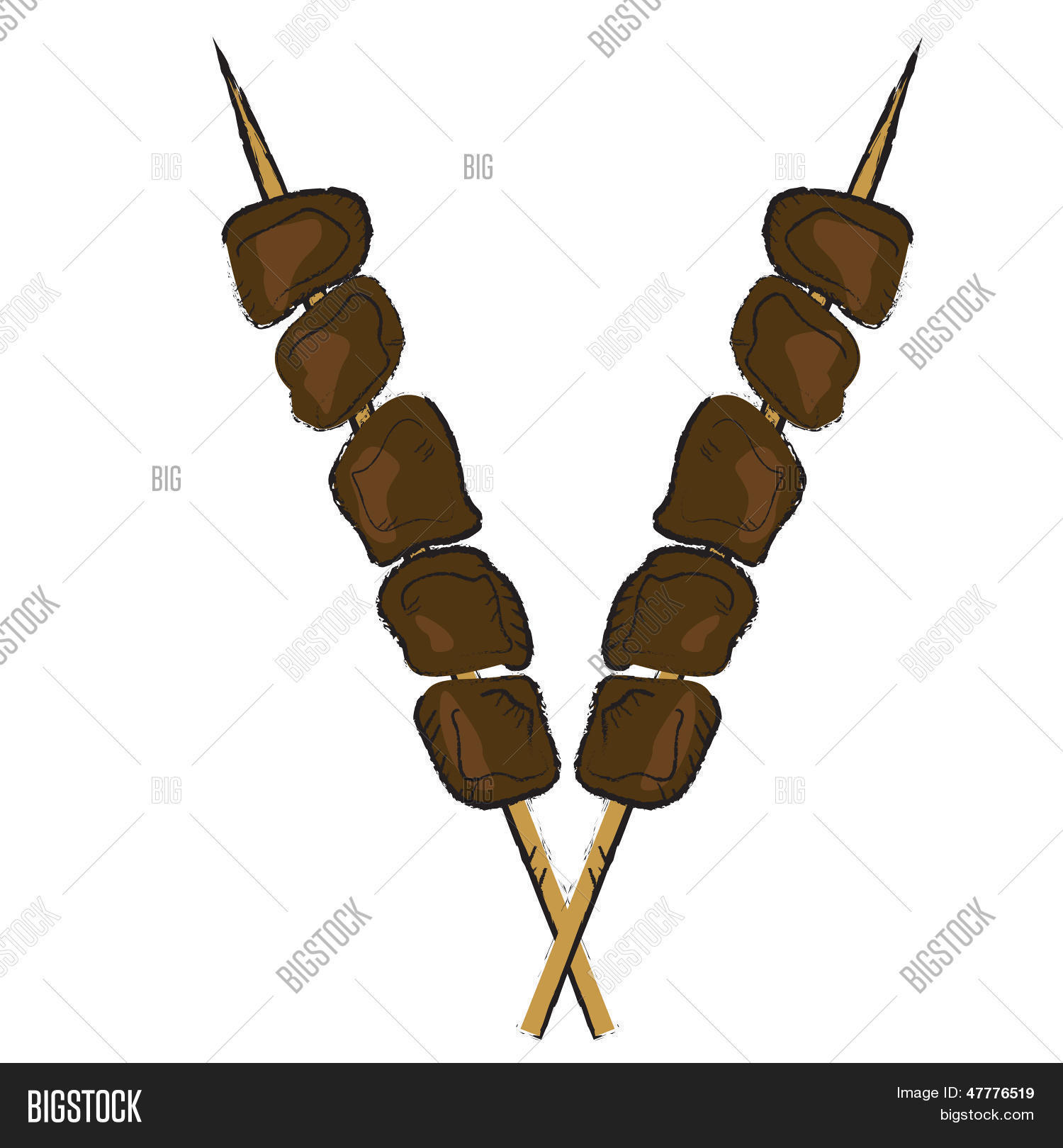 Skewer Hand Drawn Vector & Photo (Free Trial) | Bigstock