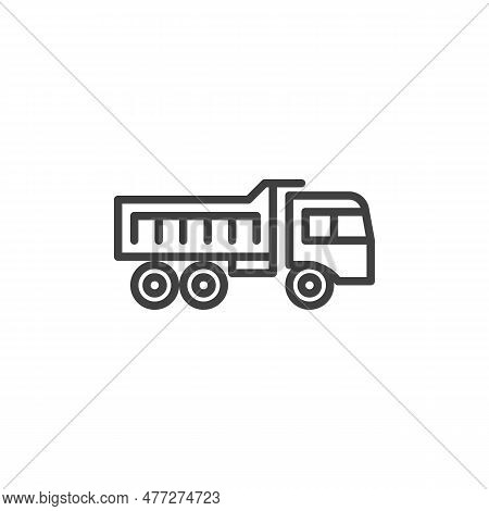 Dump Truck Line Icon Vector & Photo (Free Trial) | Bigstock