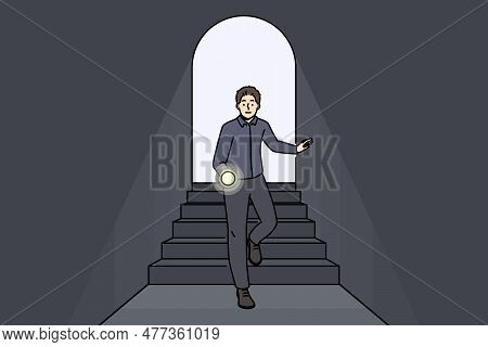 Scared Man Flashlight Vector & Photo (Free Trial) | Bigstock