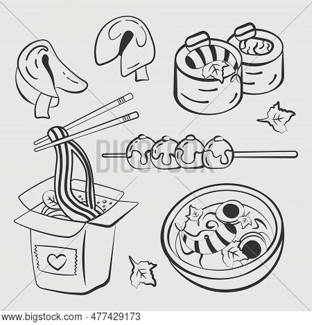 Asian Food Hand Vector & Photo (Free Trial) | Bigstock