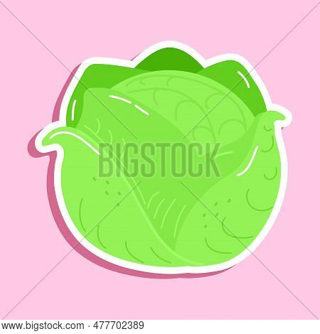 Cute Sticker Cabbage Vector & Photo (Free Trial) | Bigstock