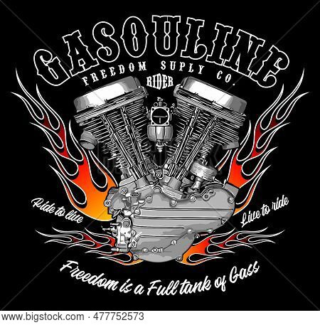 V Twin Engine Vector Vector & Photo (Free Trial) | Bigstock