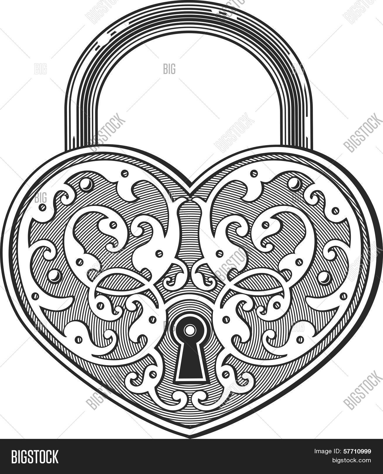 Heart Shaped Padlock Vector & Photo (Free Trial) | Bigstock