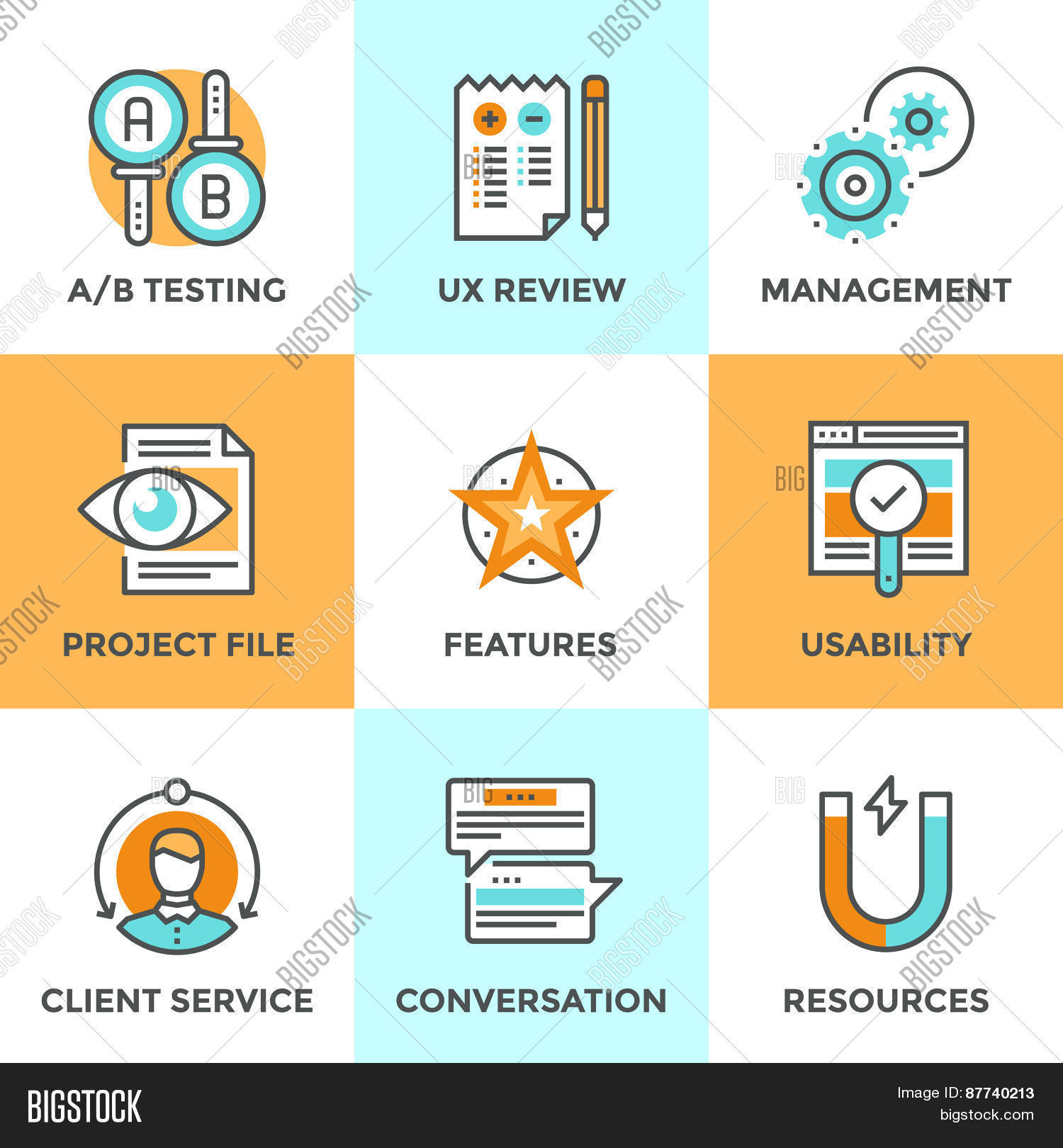 Ux Usability Testing Line Icons Vector & Photo | Bigstock