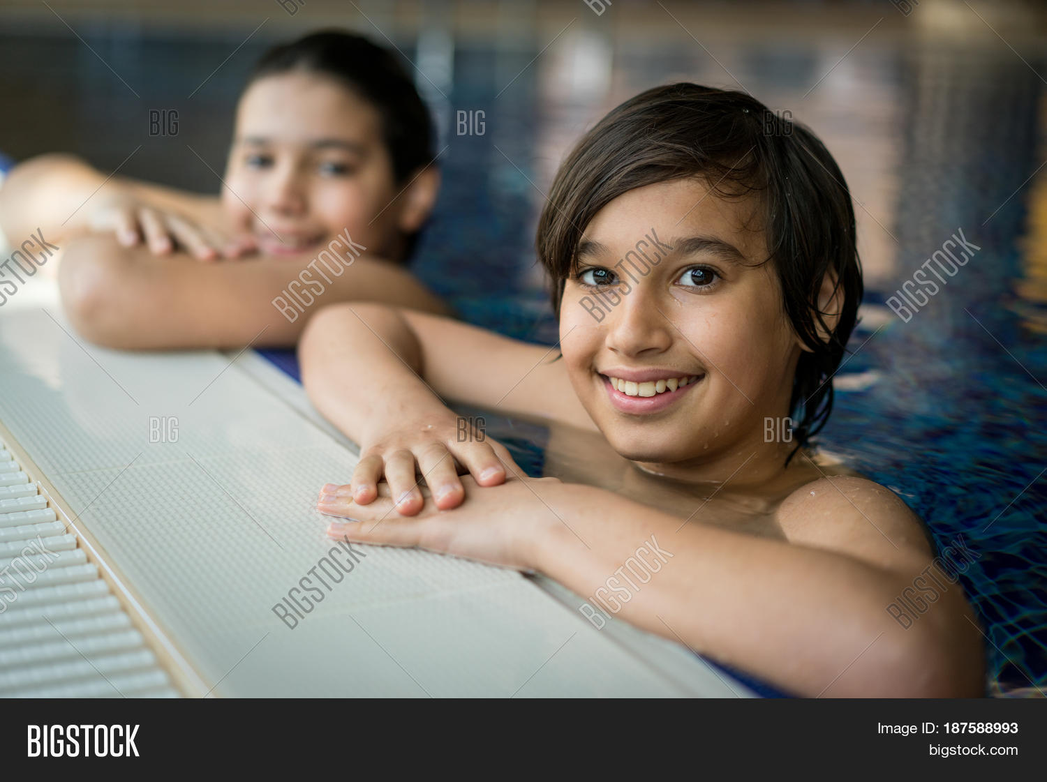 Happy Siblings Pool Image & Photo (Free Trial) | Bigstock