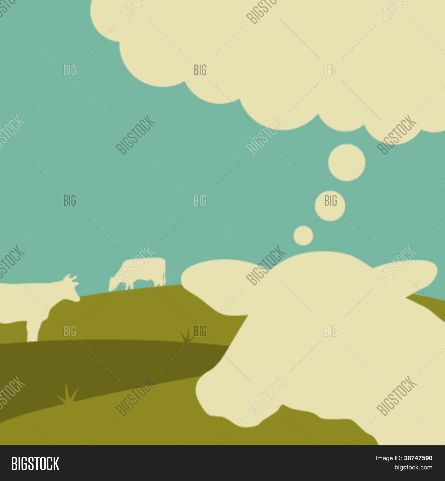 Thinking Cow - Vector Vector & Photo (Free Trial) | Bigstock