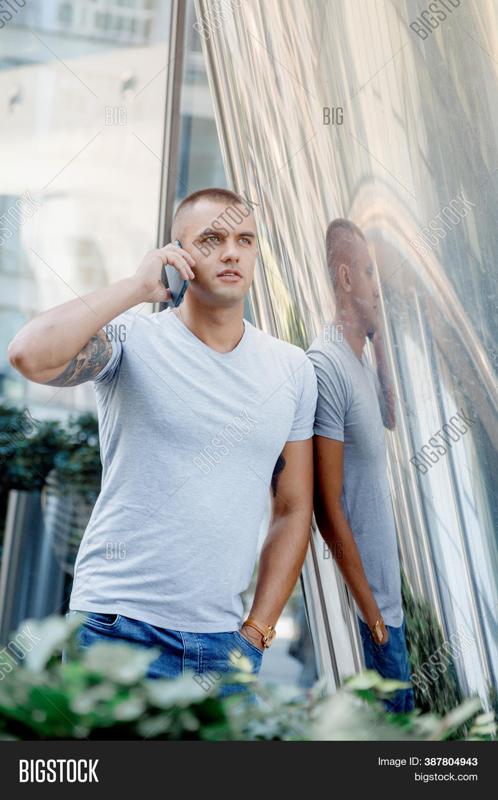 Man Leans On Column. Image & Photo (Free Trial) | Bigstock