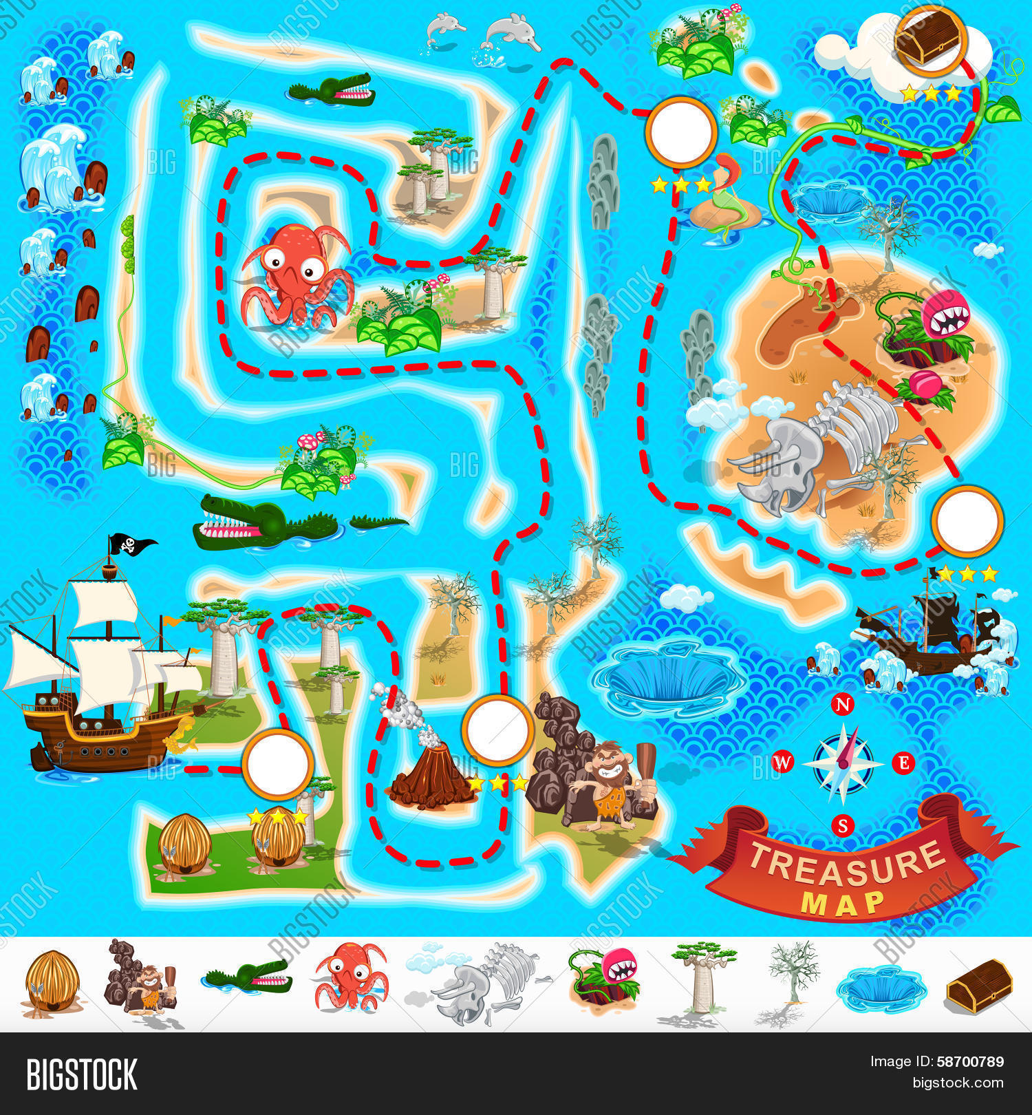 Pirate Treasure Map Vector & Photo (Free Trial) | Bigstock