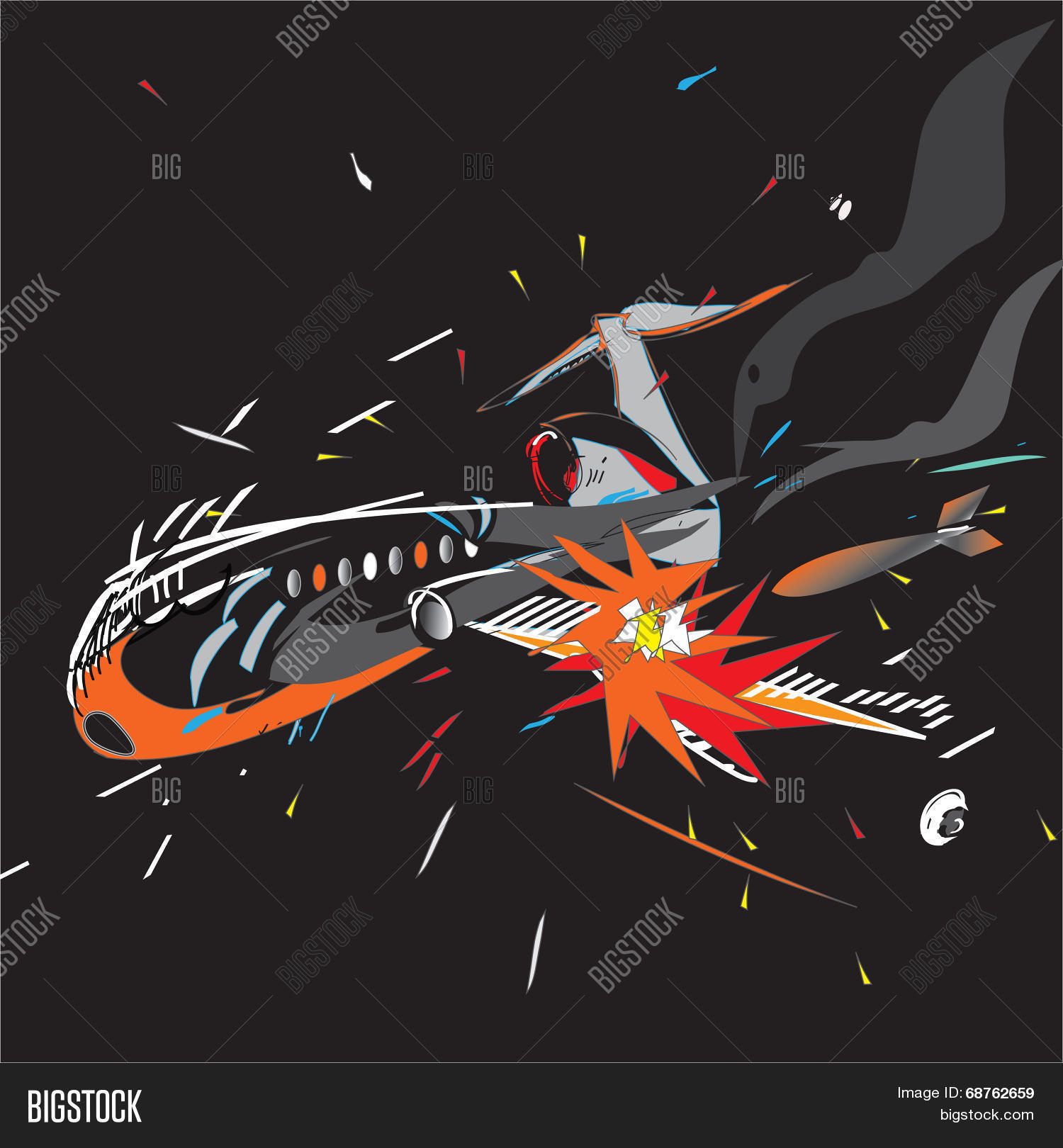 Plane Crash Black Vector & Photo (Free Trial) | Bigstock