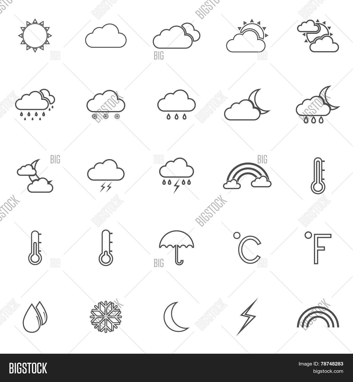 Weather Line Icons On Vector & Photo (Free Trial) | Bigstock