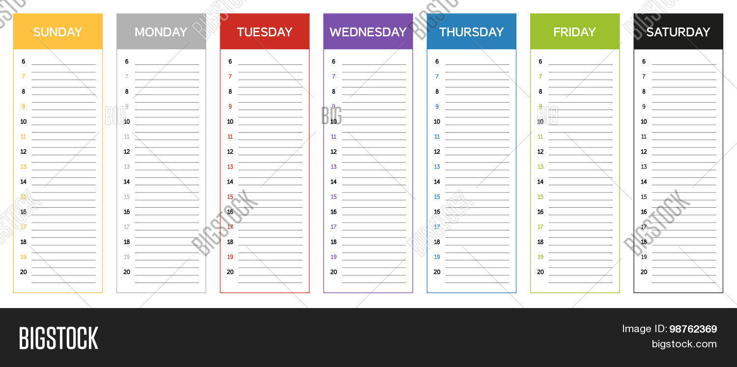 Week Planning Vector & Photo (Free Trial) | Bigstock