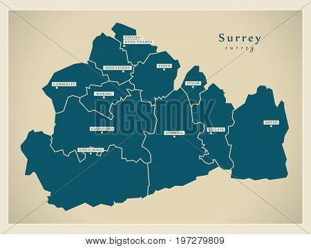 Modern Map - Surrey Image & Photo (Free Trial) | Bigstock