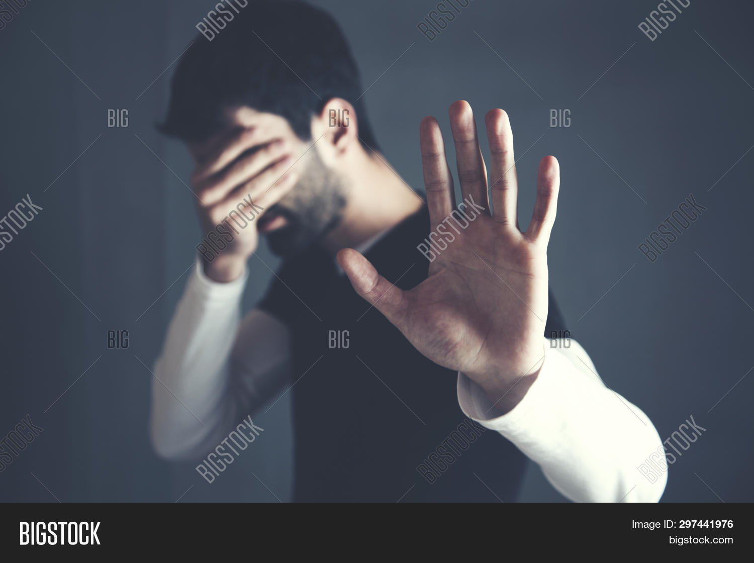 Sad Man Hand Stop No Image & Photo (Free Trial) | Bigstock