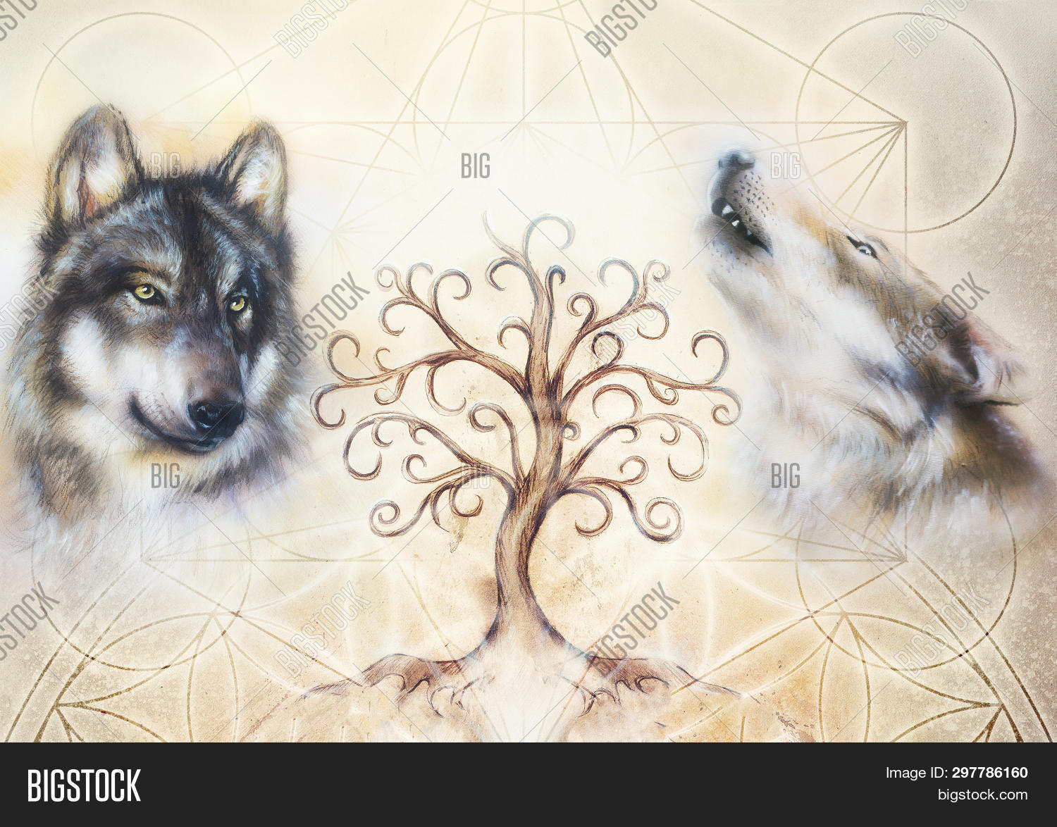 Two Wolves Tree Life Image & Photo (Free Trial) | Bigstock