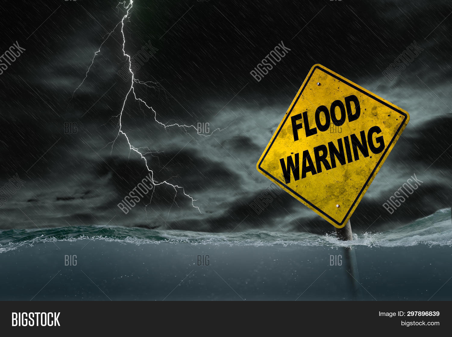 Flood Warning Sign Image & Photo (Free Trial) | Bigstock