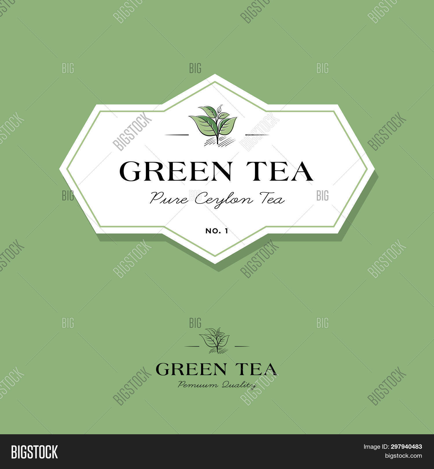 Green Tea Logo. Label Vector & Photo (Free Trial) | Bigstock