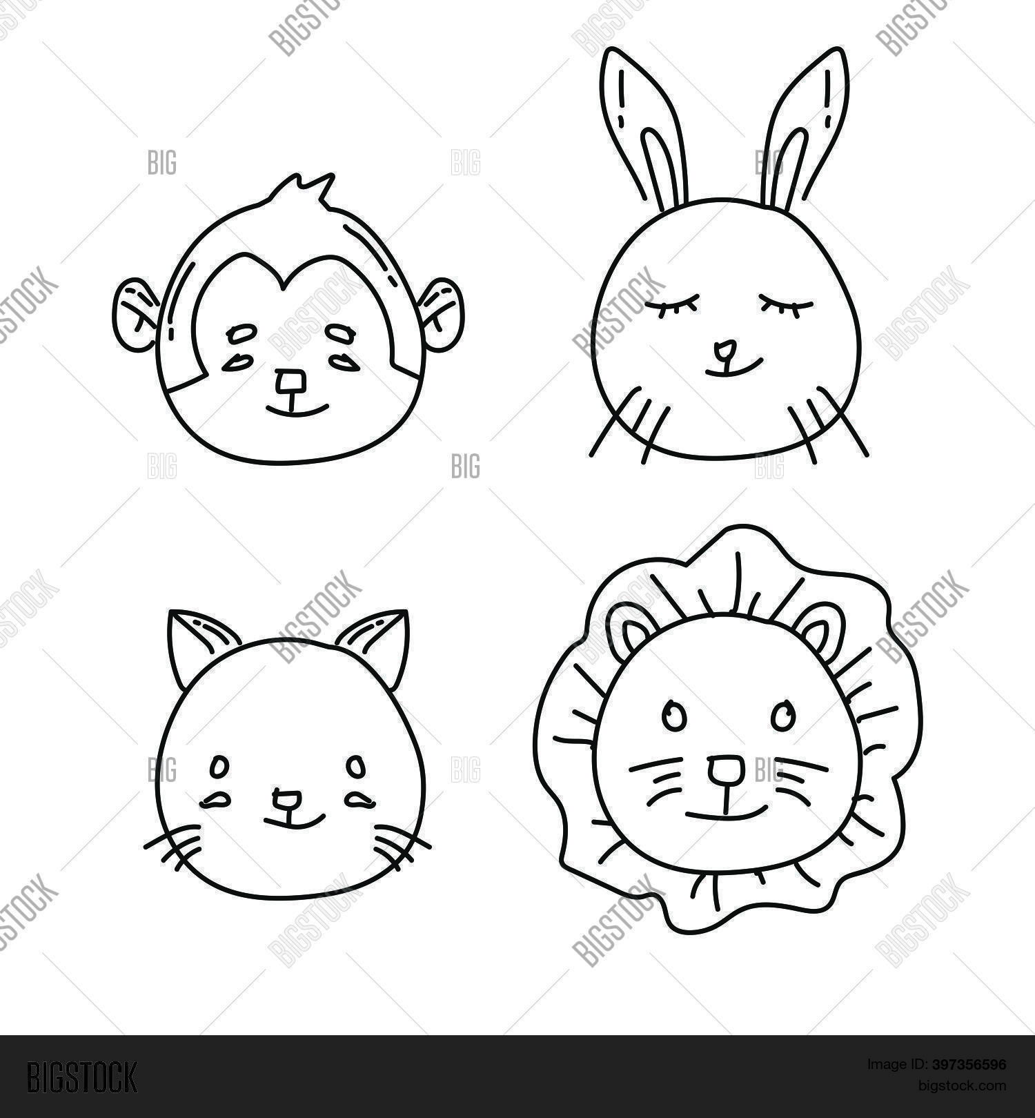 Set Cute Baby Animal Vector & Photo (Free Trial) | Bigstock