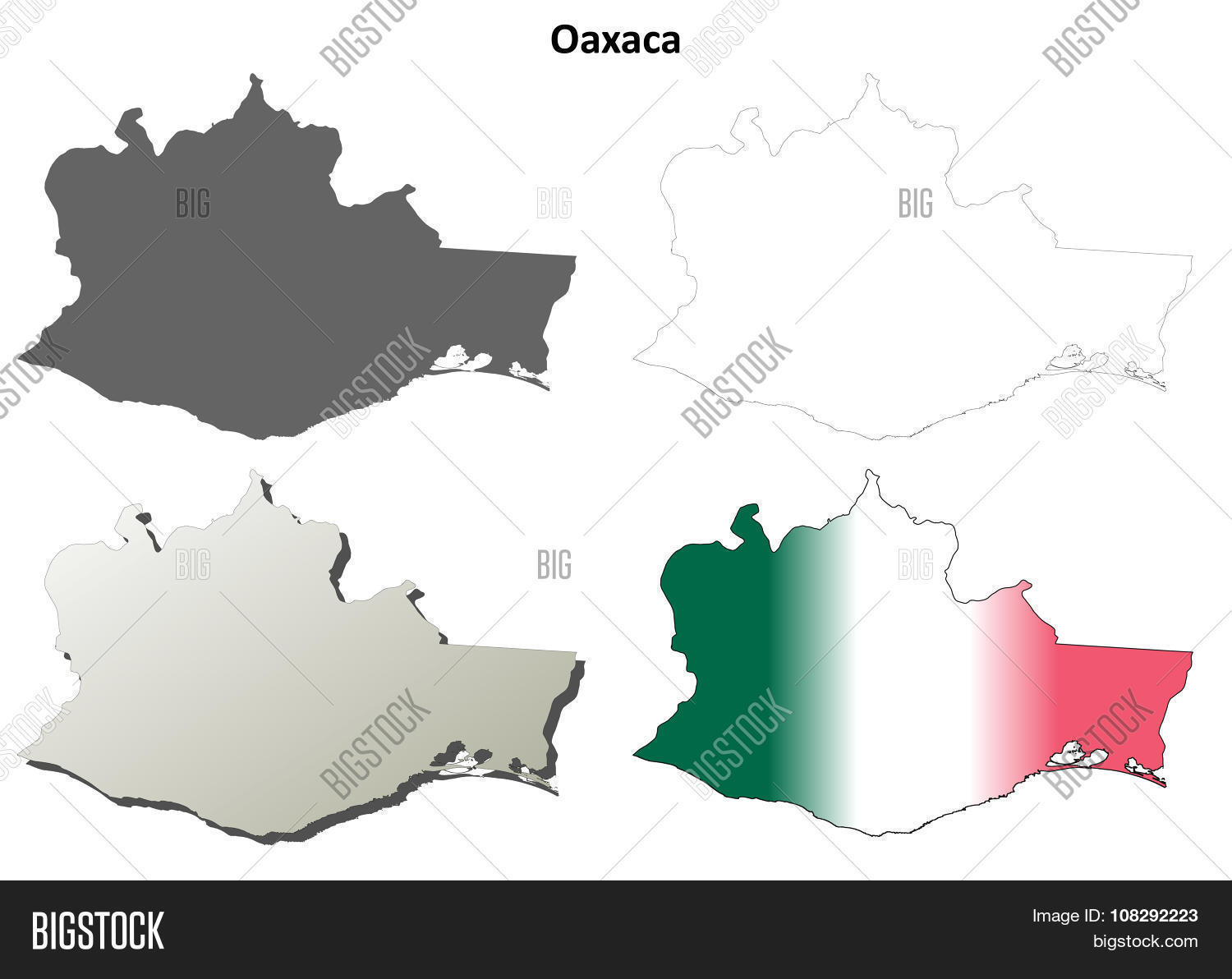 Oaxaca Blank Outline Vector & Photo (Free Trial) | Bigstock