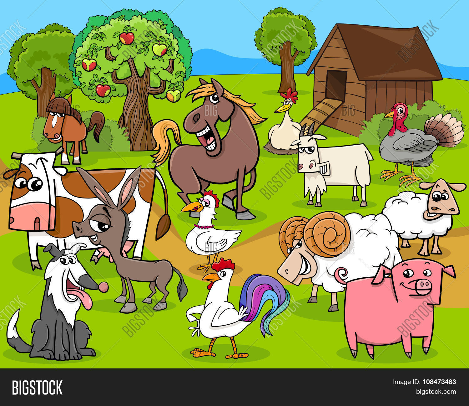 Farm Animals Group Vector & Photo (Free Trial) | Bigstock