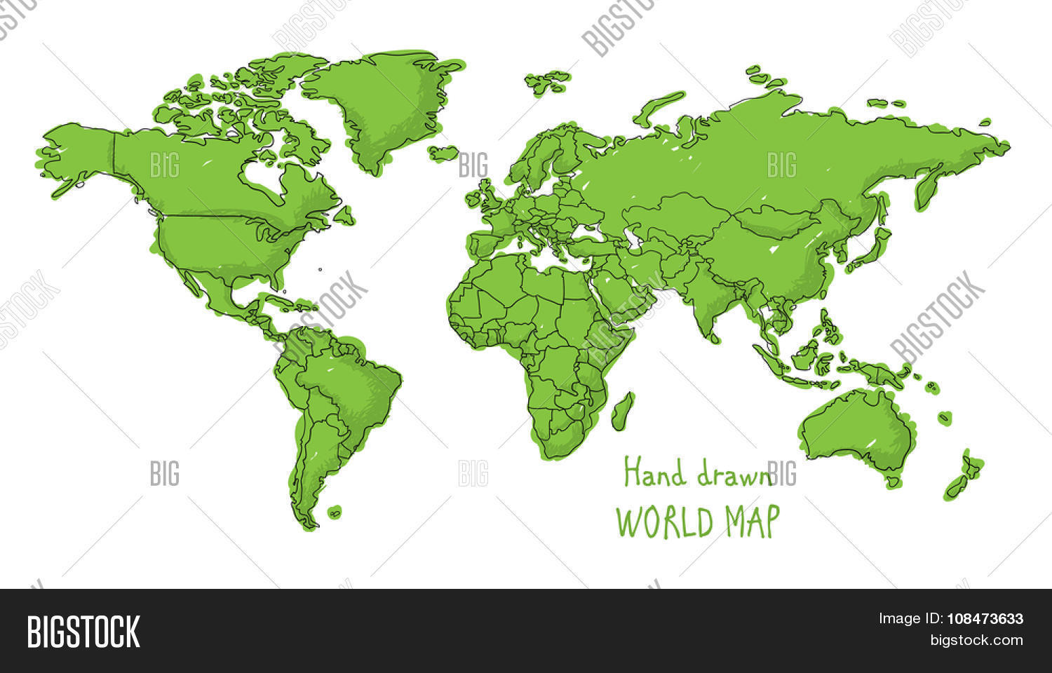 Hand Drawn World Map Vector & Photo (Free Trial) | Bigstock