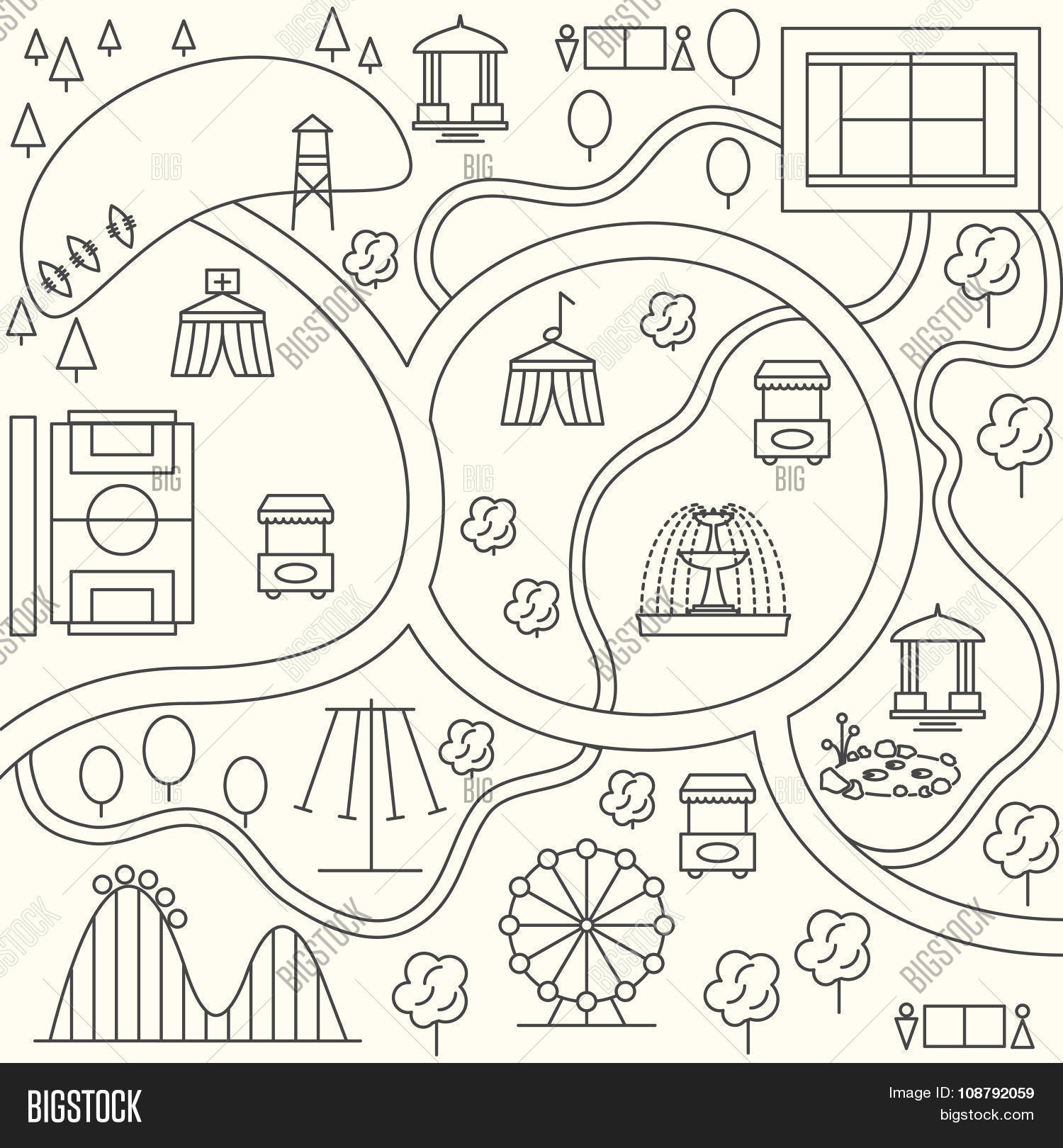 Park Map Outline Vector & Photo (Free Trial) | Bigstock