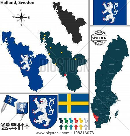 Map Halland, Sweden Vector & Photo (Free Trial) | Bigstock
