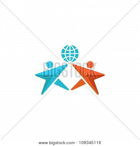 Two Man Logo Globe, Vector & Photo (Free Trial) | Bigstock