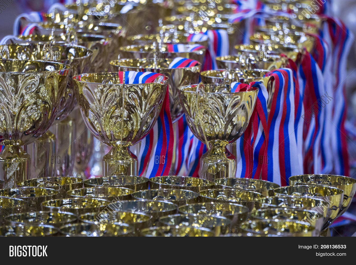 Gold Trophies On Table Image & Photo (Free Trial) | Bigstock
