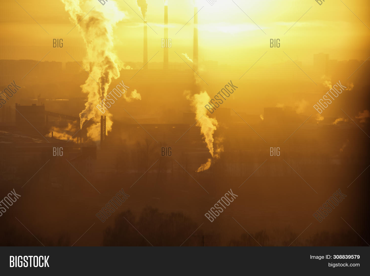 Sunrise Over Factory Image & Photo (Free Trial) | Bigstock