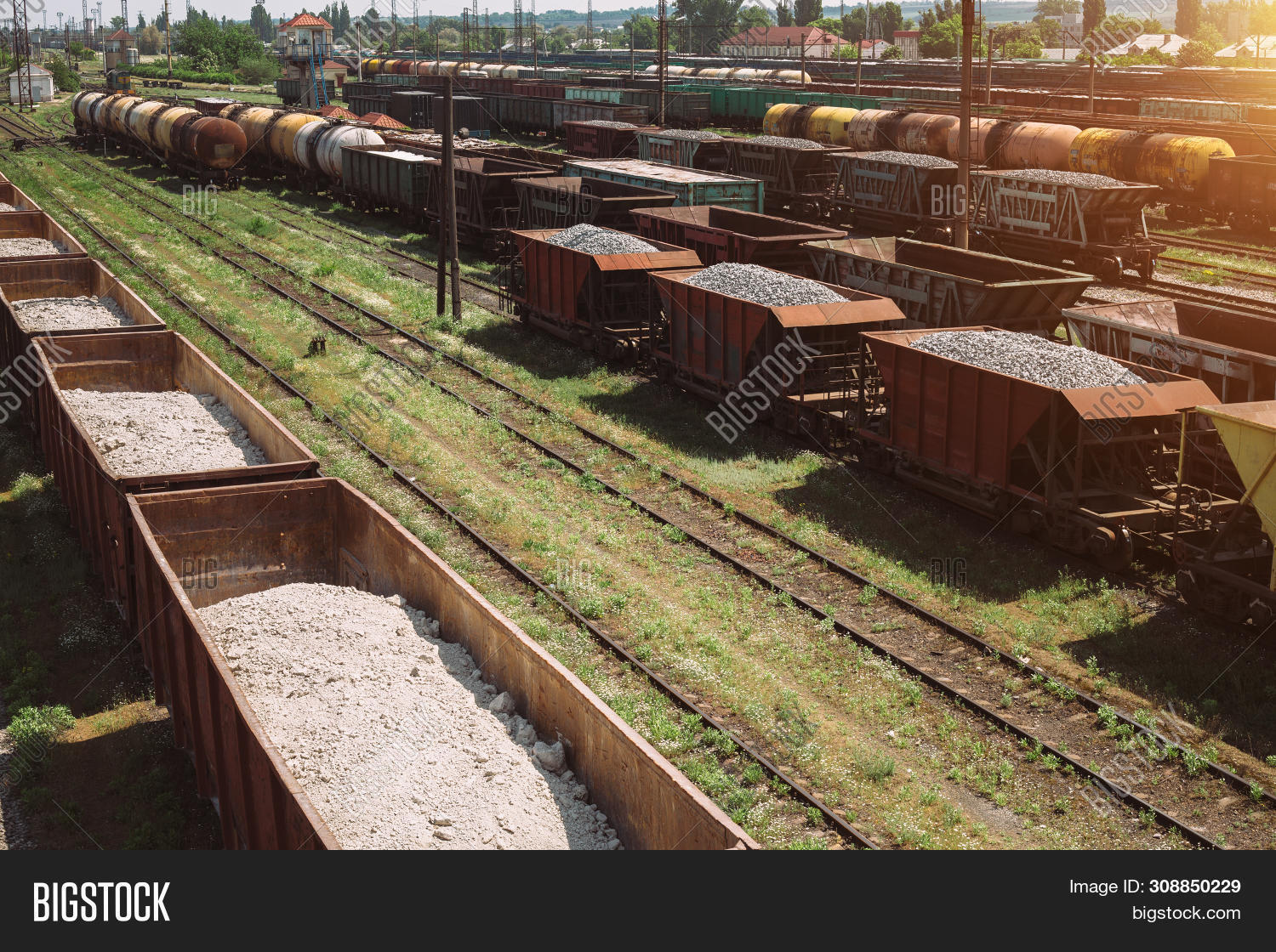 Freight Trains On City Image & Photo (Free Trial) | Bigstock