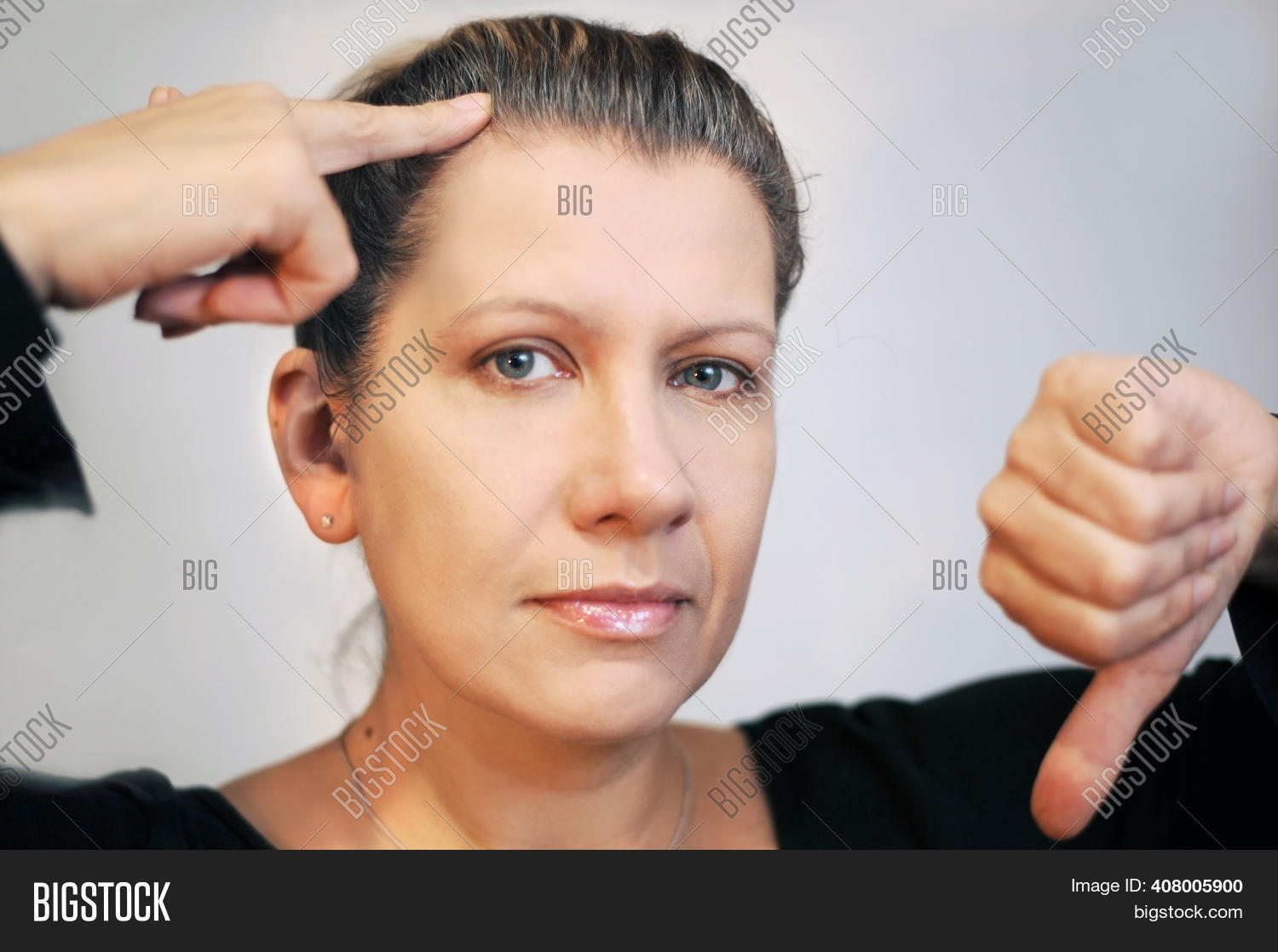 Woman Sad Face On Gray Image & Photo (Free Trial) | Bigstock
