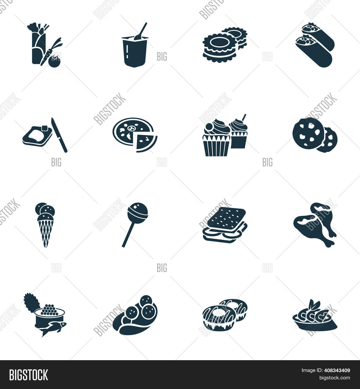 Snacks Icons Set Image & Photo (Free Trial) | Bigstock