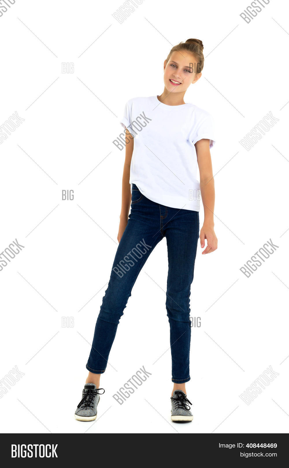 Happy Girl Standing Image & Photo (Free Trial) | Bigstock