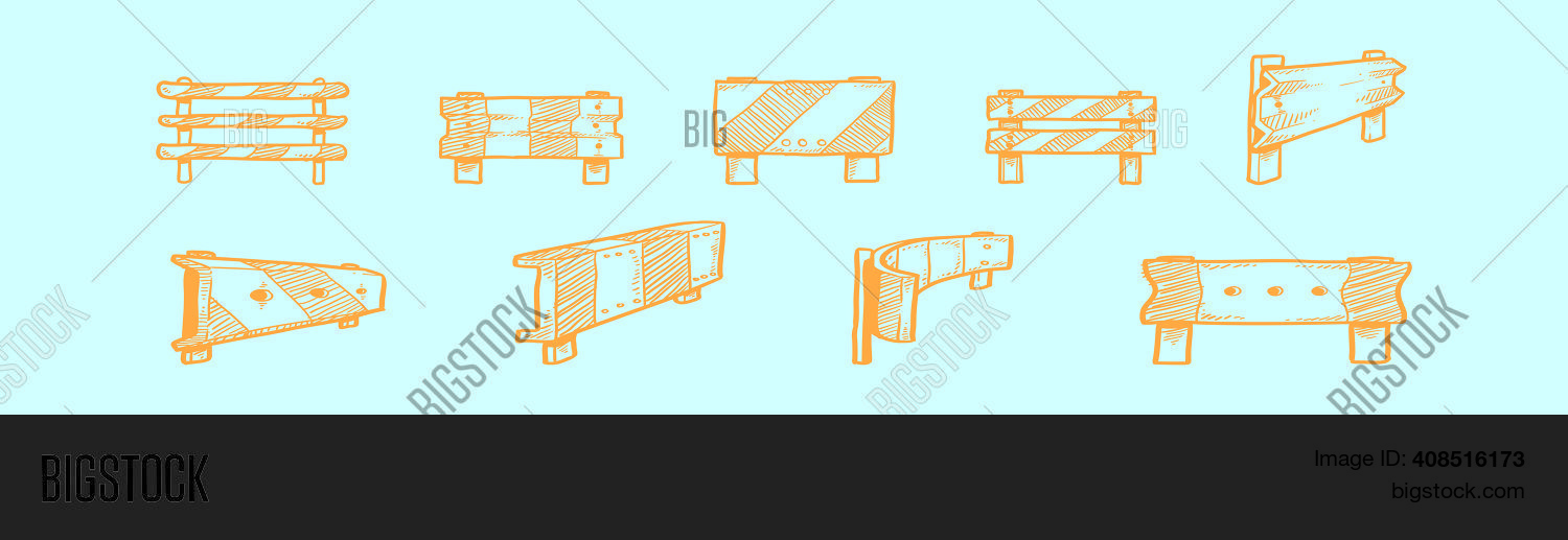 Set Guardrail Cartoon Vector & Photo (Free Trial) | Bigstock
