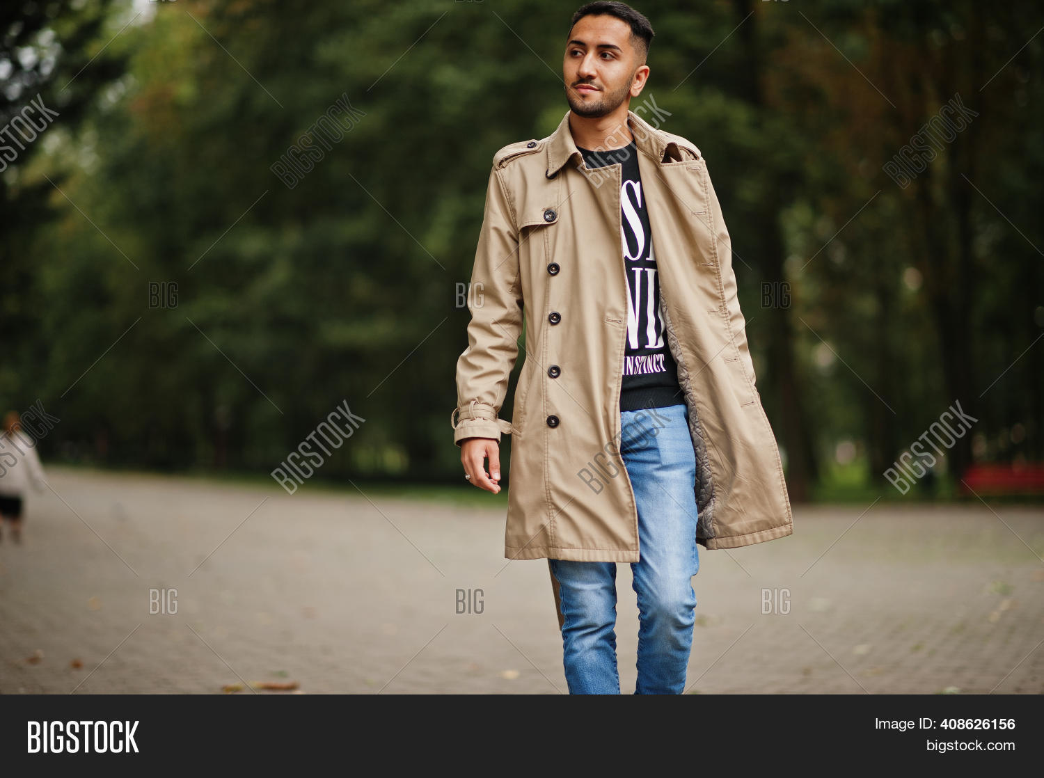 Walking Man In Trench Coat