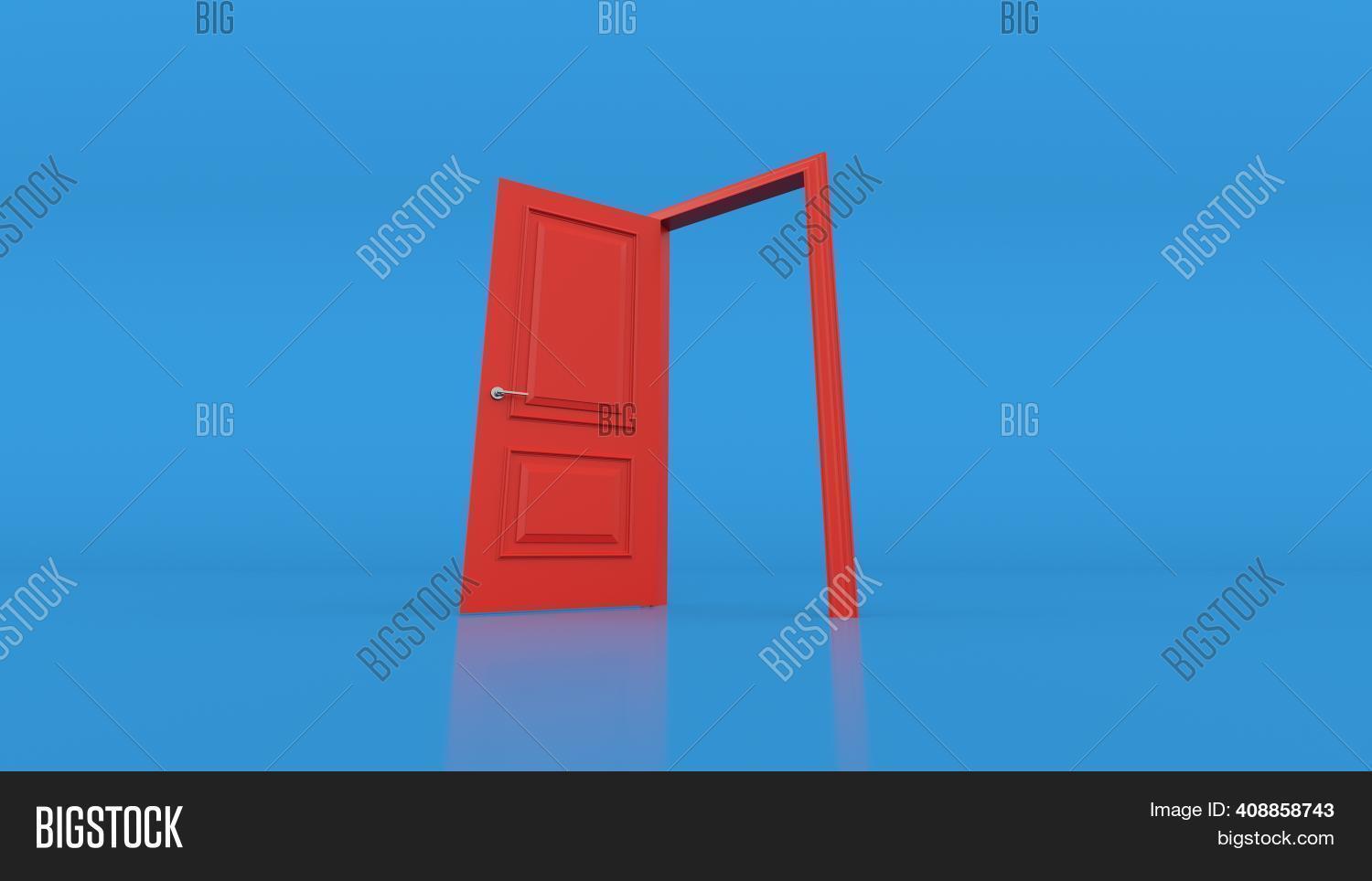 Open Red Door On Blue Image & Photo (Free Trial) | Bigstock