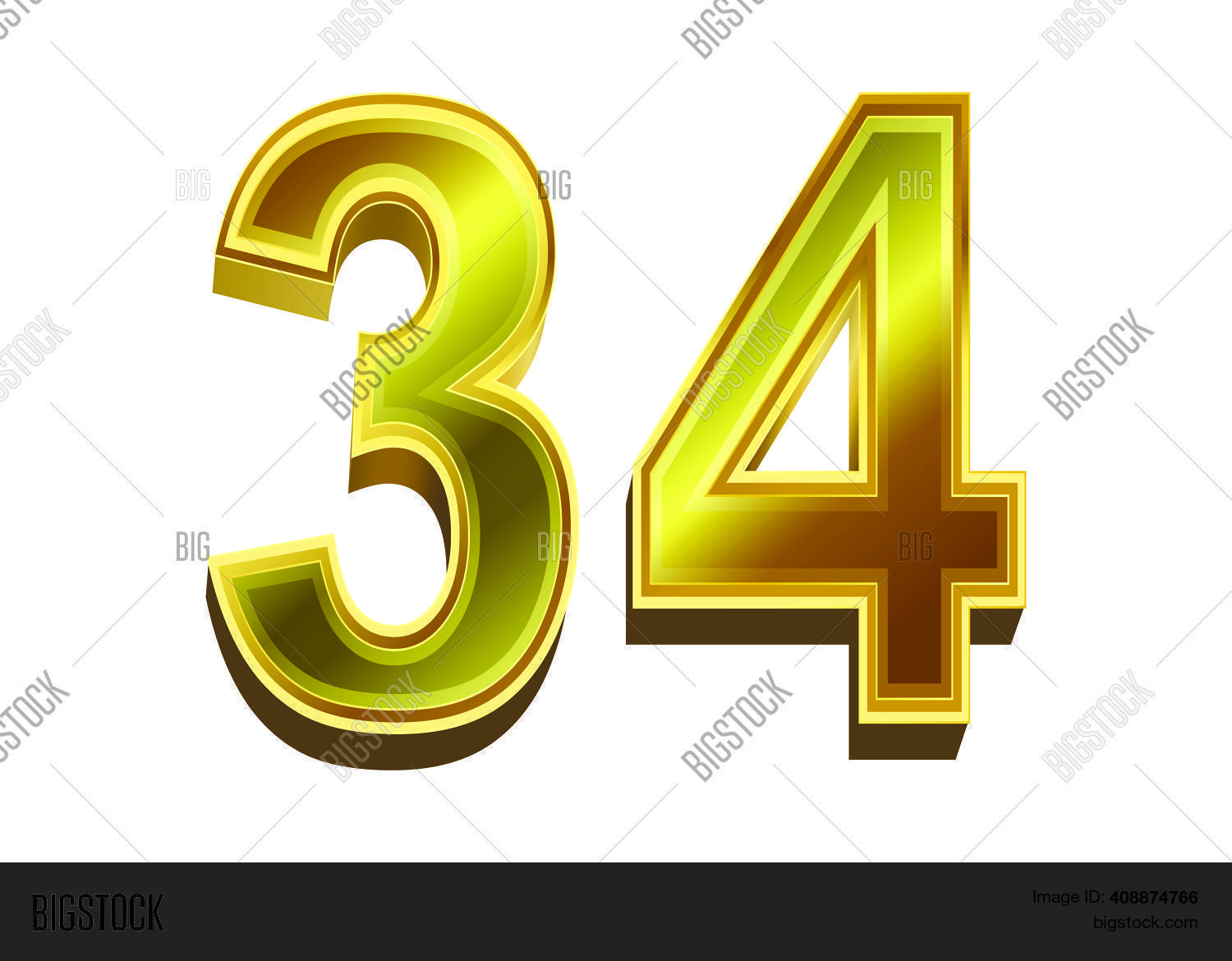 3d Golden Number 34 Vector & Photo (Free Trial) | Bigstock