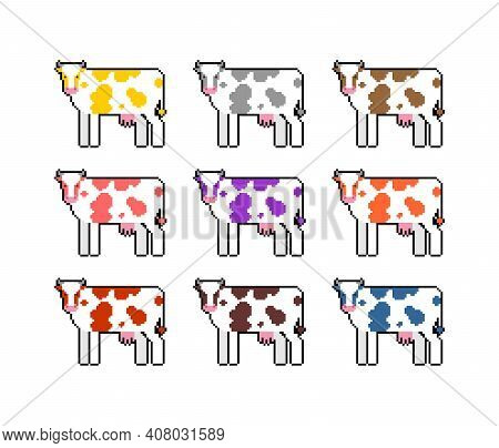 Cow Pixel Ar Set. 8 Vector & Photo (Free Trial) | Bigstock