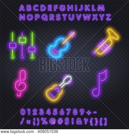 Neon Music Icons Vector & Photo (Free Trial) | Bigstock