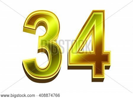3d Golden Number 34 Vector & Photo (Free Trial) | Bigstock