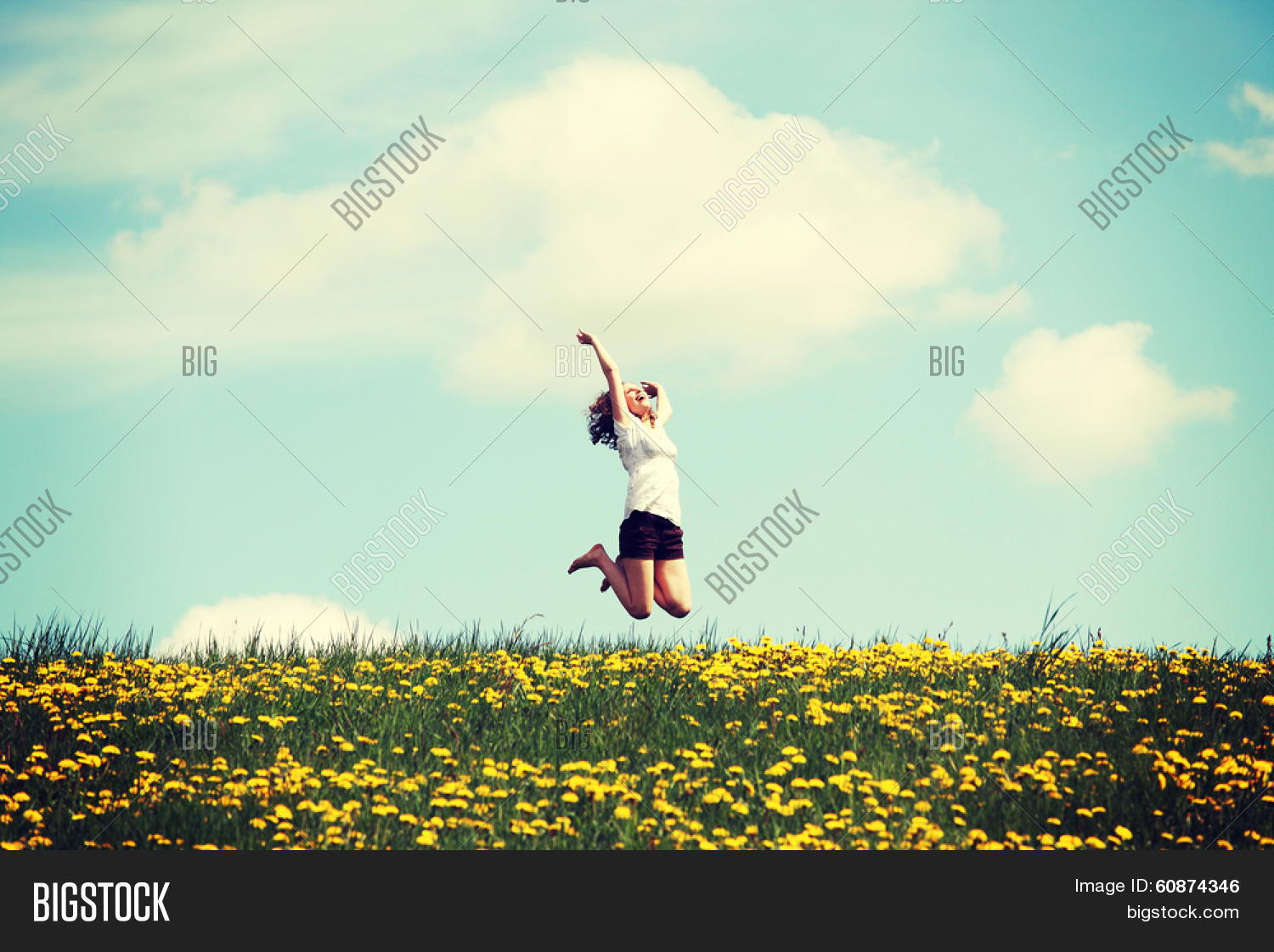 Happy Woman Jumping On Image & Photo (Free Trial) | Bigstock