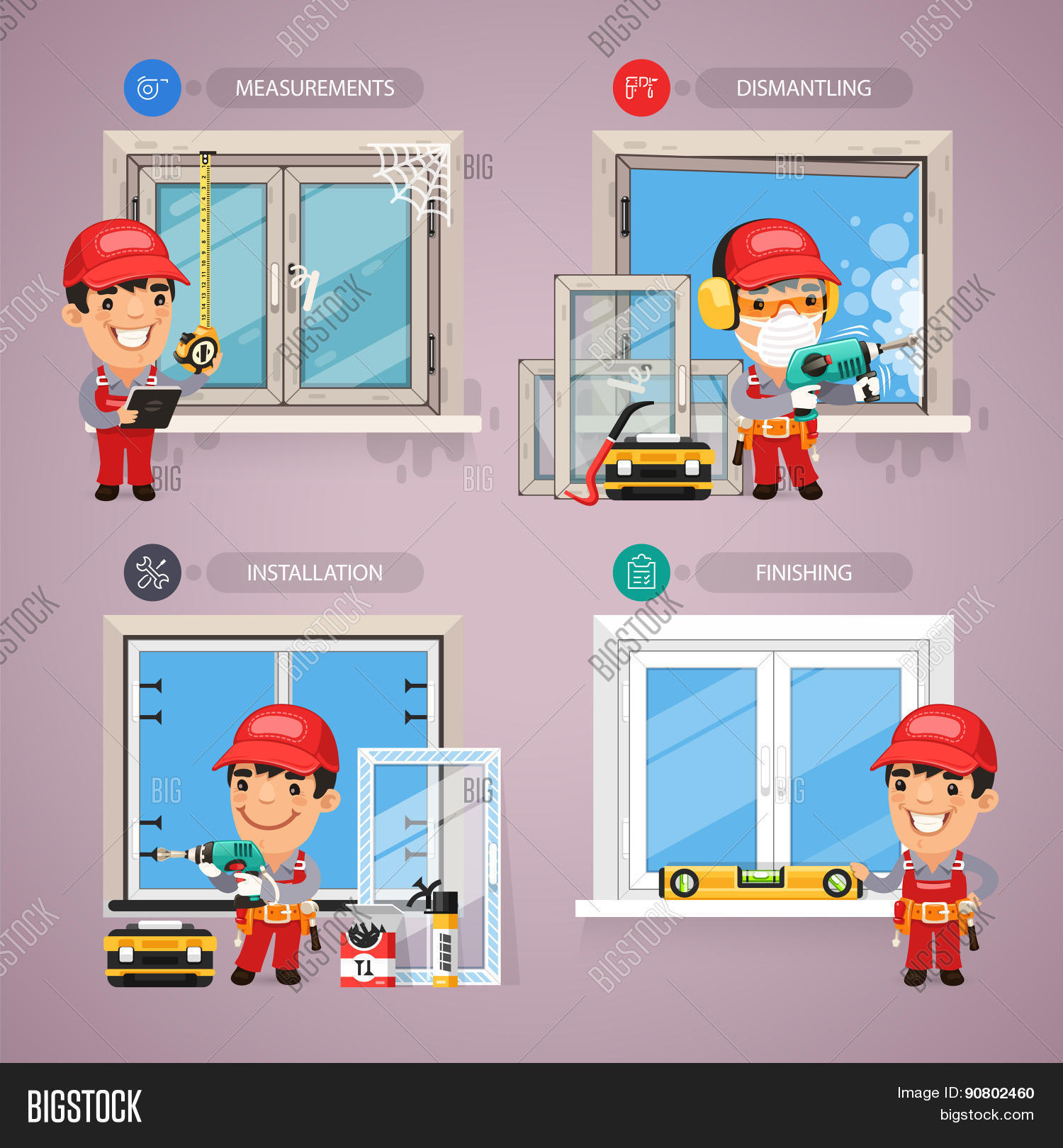 Window Installation Vector & Photo (Free Trial) | Bigstock