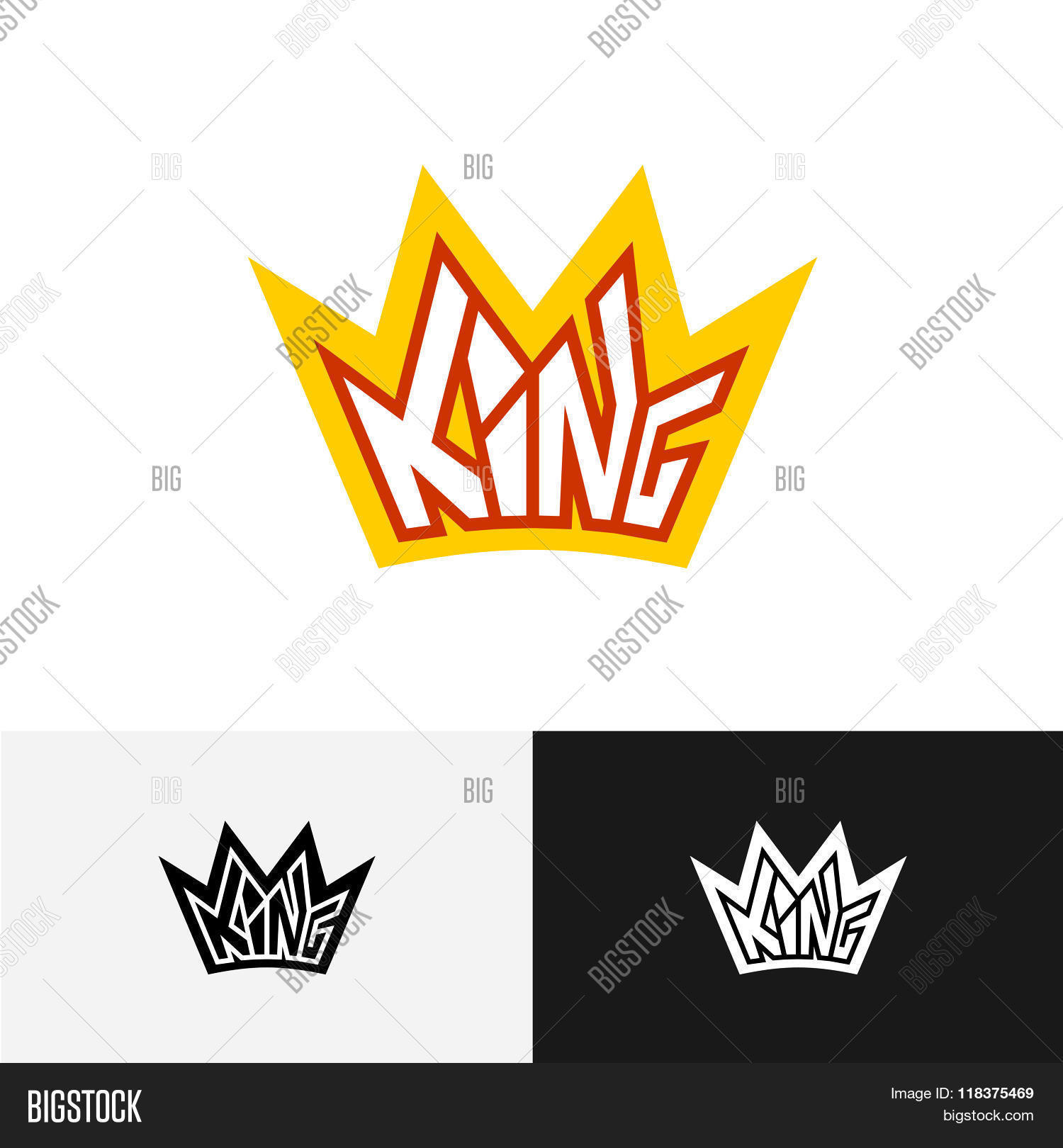 King Crown Text Logo Vector & Photo (Free Trial) | Bigstock