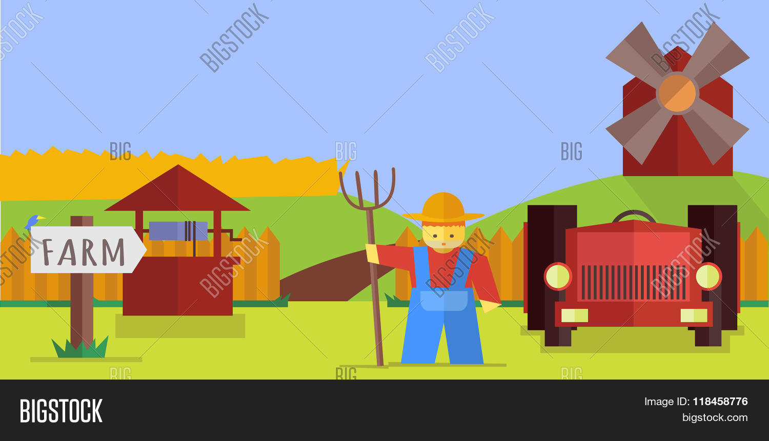 Vector Farm Vector & Photo (Free Trial) | Bigstock