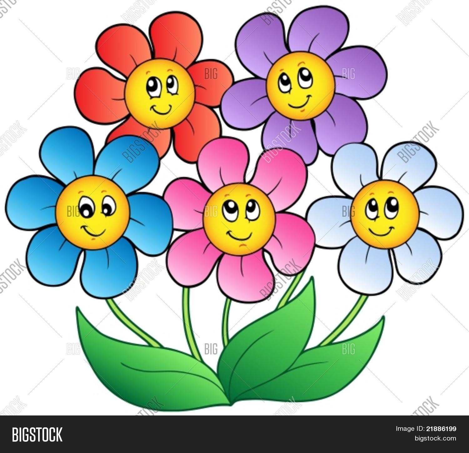 Five Cartoon Flowers Vector & Photo (Free Trial) | Bigstock