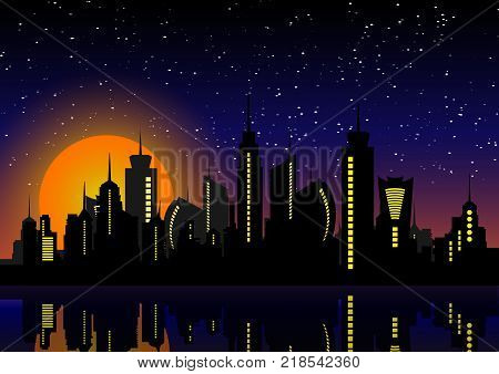 Night City Skyline. Vector & Photo (Free Trial) | Bigstock