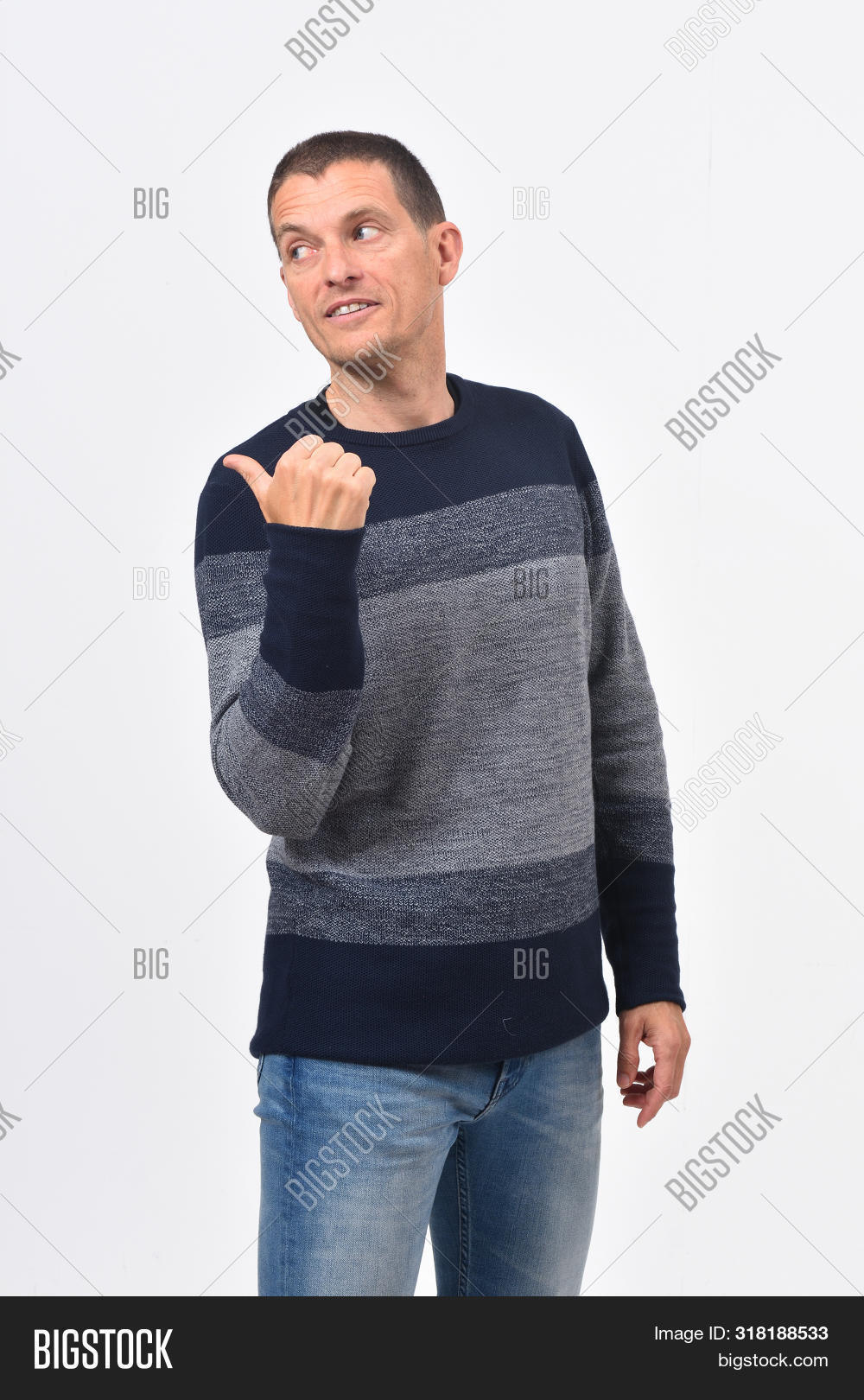 Man Pointing Thumb Image & Photo (Free Trial) | Bigstock