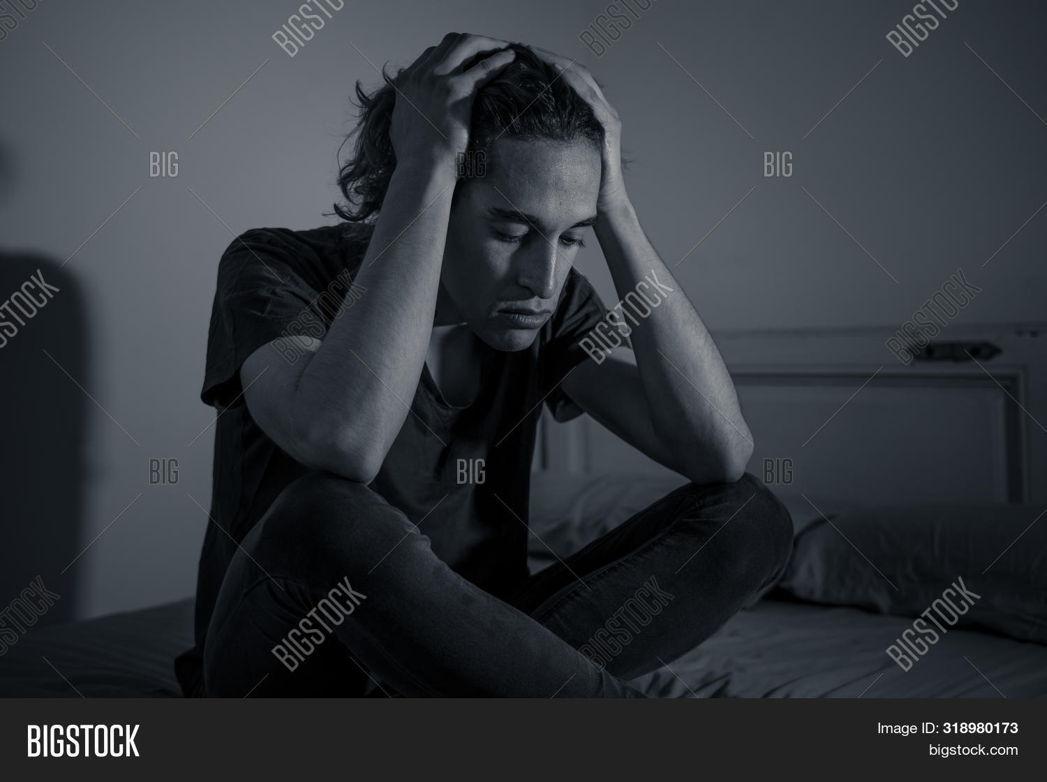 Man Crying Alone